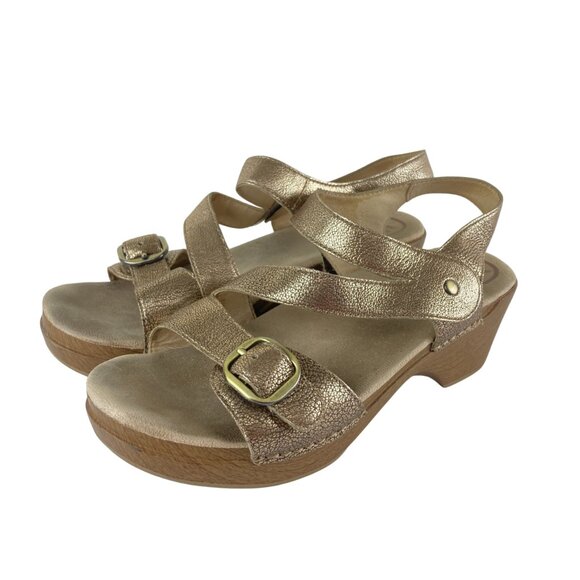 Dansko | Shoes | Dansko Women 4 Us 95 Gold Metallic Leather Strappy ...